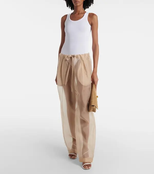 Khaite Trenton Wide-leg Organza Pants - Beige