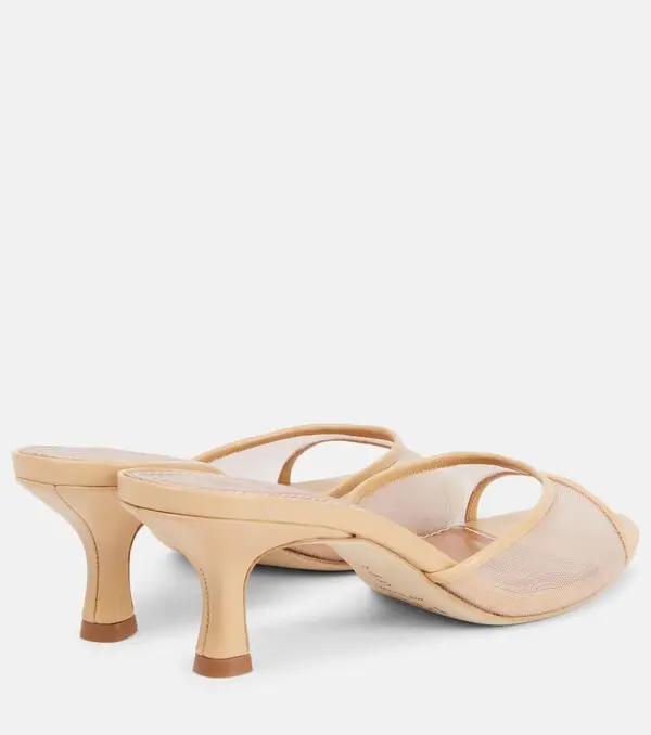Staud Brigitte 55 Mesh Mules - Beige