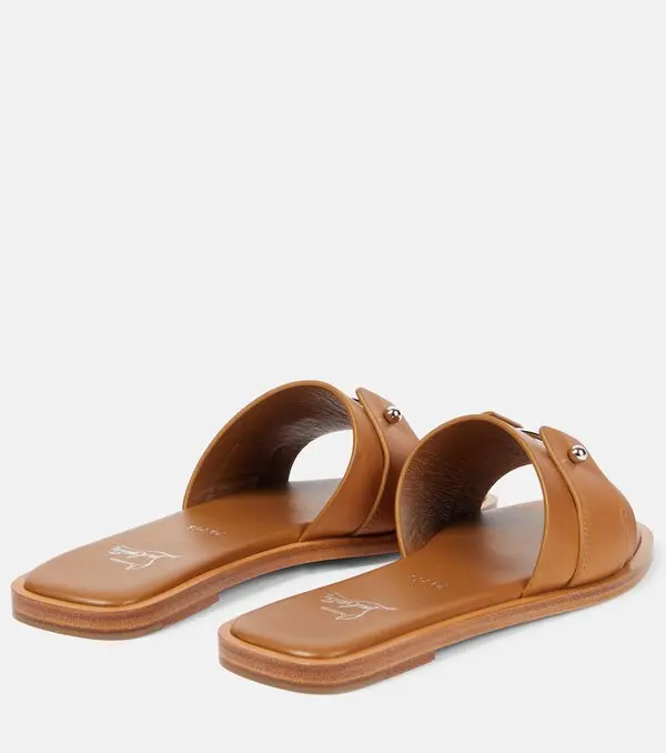 CHRISTIAN LOUBOUTIN Chambelimule Leather Slides - Brown