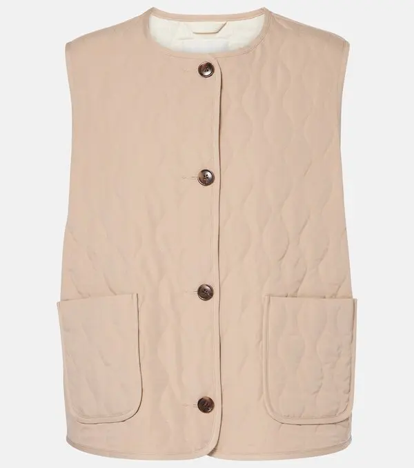 Varley Karla Quilted Twill Vest - Beige