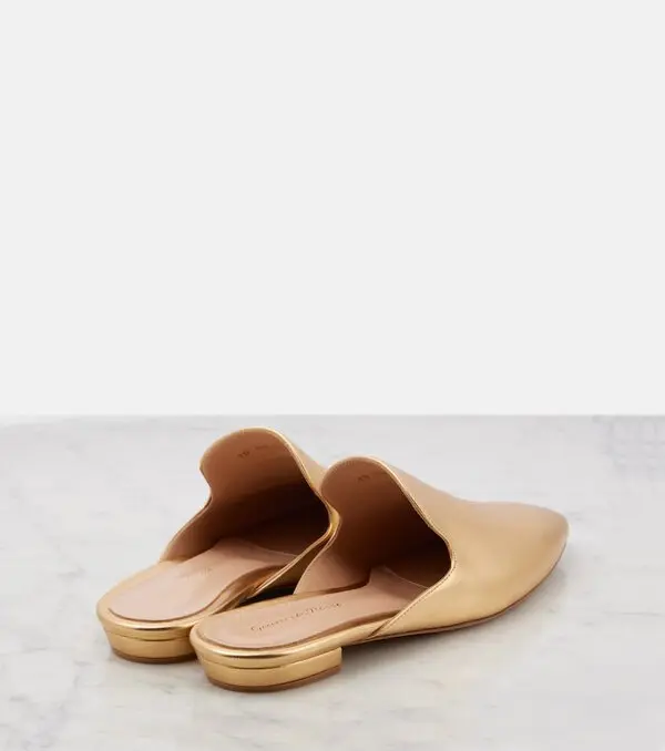 GIANVITO ROSSI Raja Metallic Leather Mules - Gold