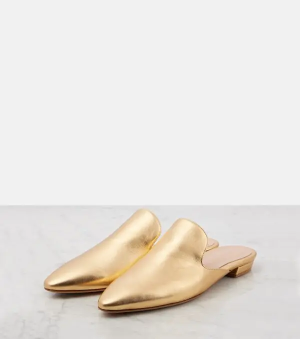 GIANVITO ROSSI Raja Metallic Leather Mules - Gold