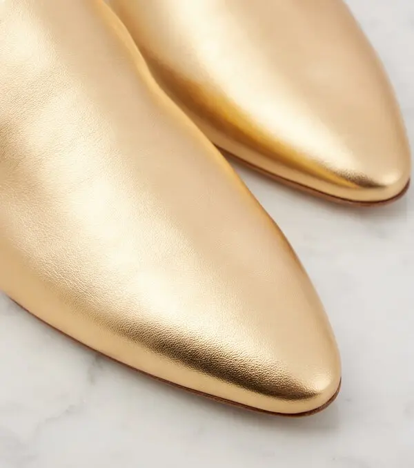 GIANVITO ROSSI Raja Metallic Leather Mules - Gold