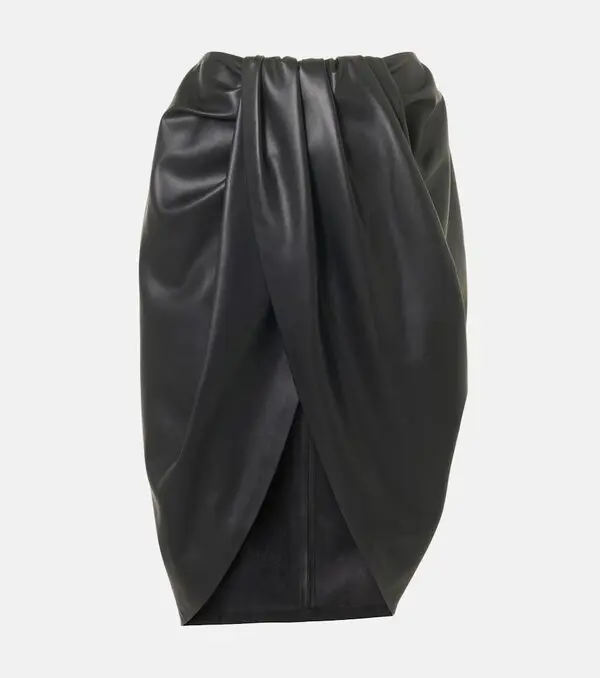 Stella McCartney Faux Leather Draped Midi Skirt - Black