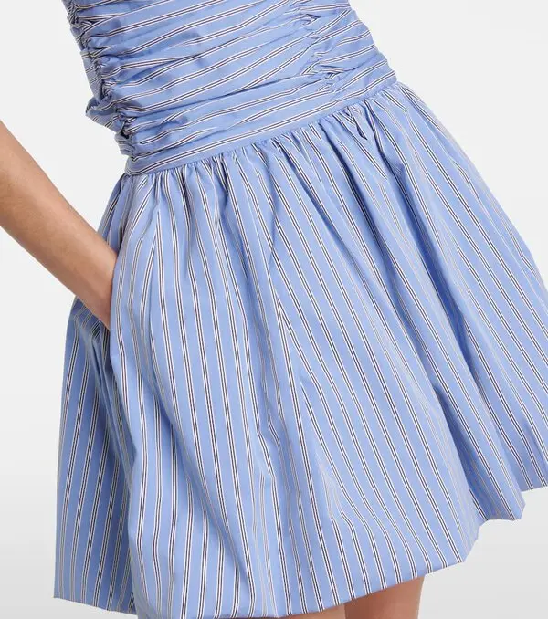 PATOU Striped Cotton Poplin Minidress - Blue