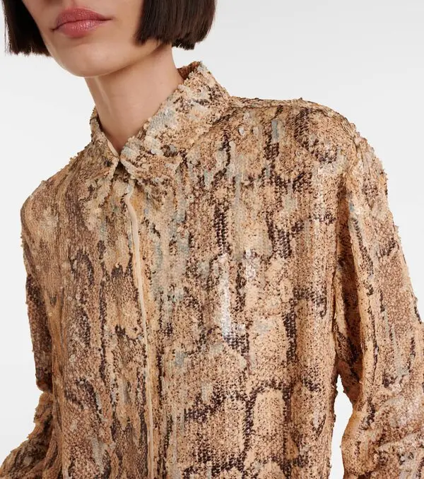 Dries Van Noten Sequined Snake-effect Shirt