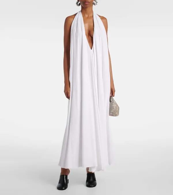 Jacquemus Norma Draped Maxi Dress - White