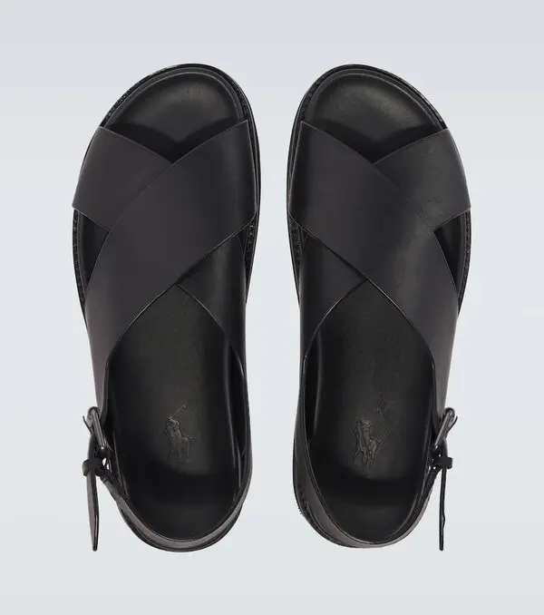 Polo Ralph Lauren Zane Leather Slingback Sandals - Black