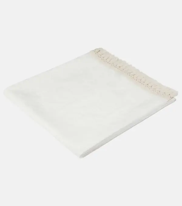 ONCE MILANO Fringed Linen Bath Sheet - White