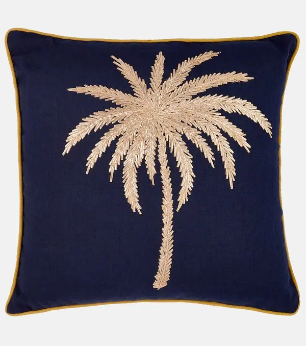 LES-OTTOMANS Embroidered Cotton Canvas Cushion