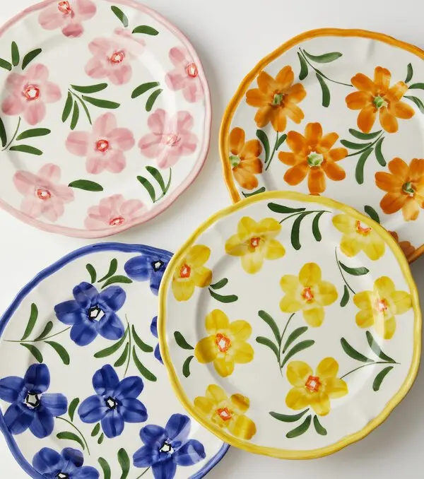 LES-OTTOMANS Floral Plate - Blue