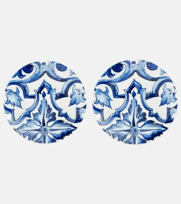 Dolce & Gabbana Set Of 2 Porcelain Dessert Plates - Blue