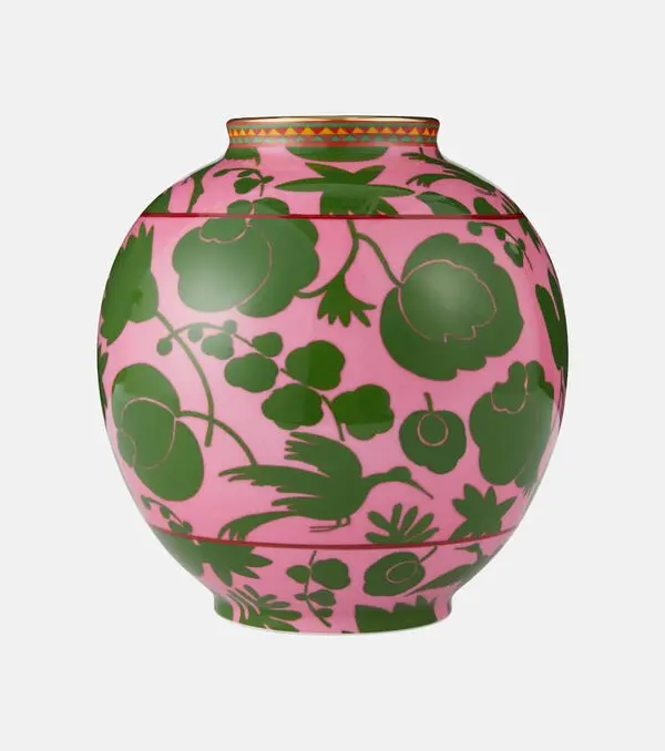 La DoubleJ Wildbird Porcelain Vase - Pink