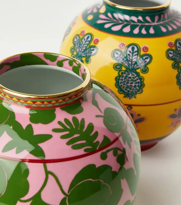 La DoubleJ Wildbird Porcelain Vase - Pink