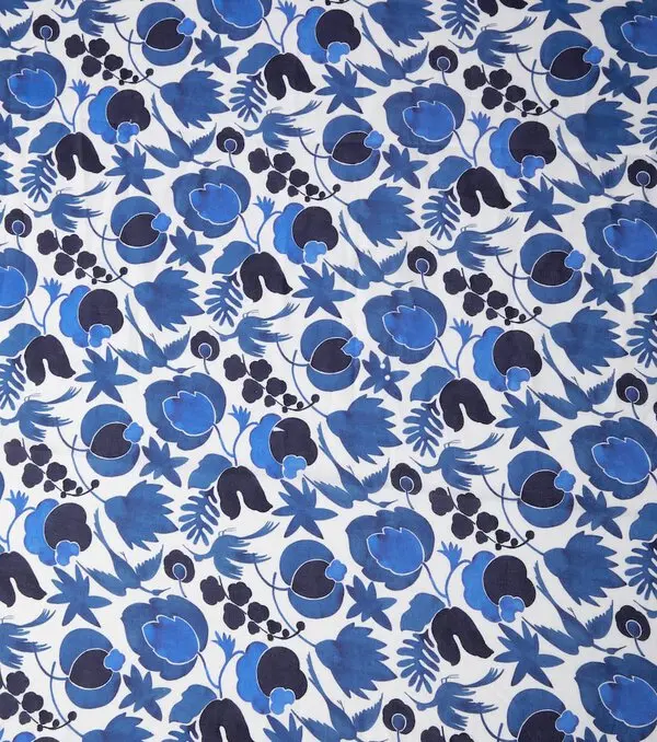 La DoubleJ Wildbird Blu Medium Linen Tablecloth
