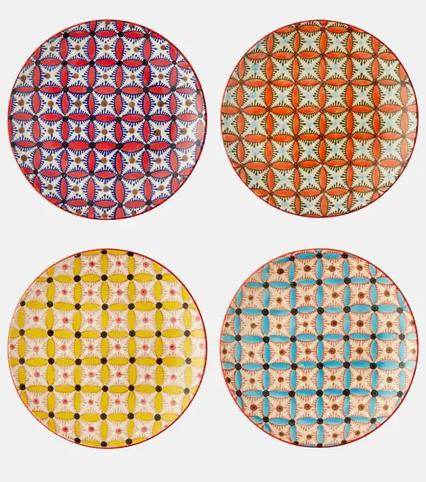 POLSPOTTEN Hippy Set Of 4 Side Plates - Multicoloured