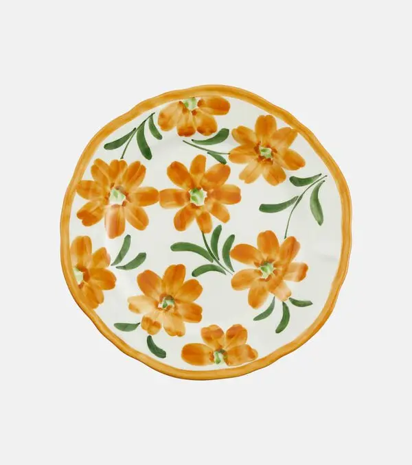 LES-OTTOMANS Floral Ceramic Plate - Orange