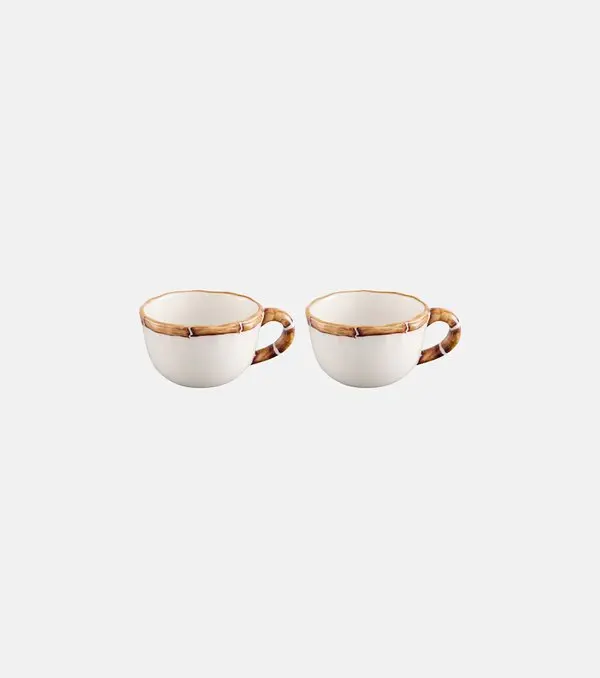 LES-OTTOMANS Bamboo Set Of 2 Cappuccino Cups - Multicoloured