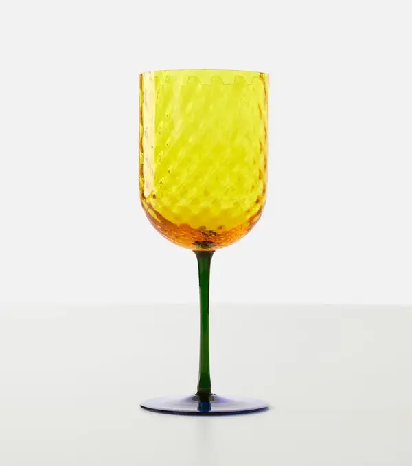 Dolce & Gabbana Murano Glass Red Wine Glass - Yellow