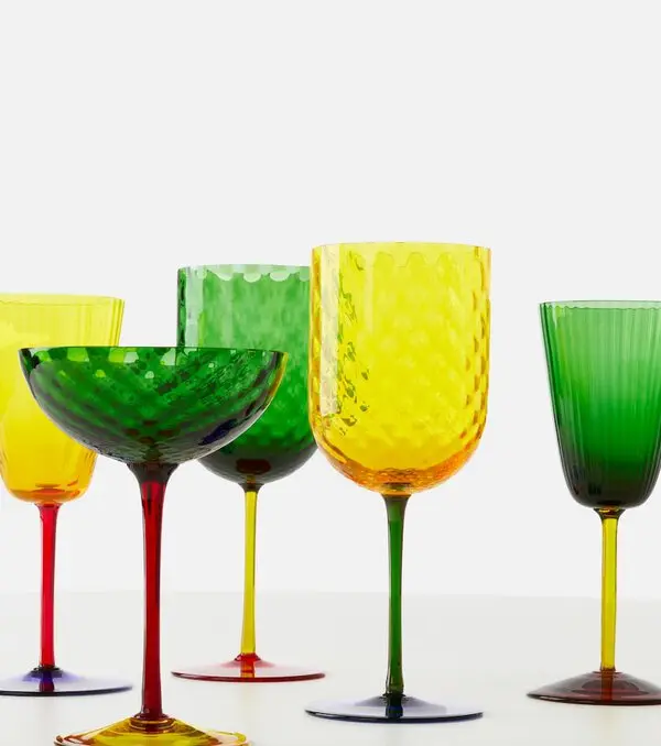 Dolce & Gabbana Murano Glass Red Wine Glass - Yellow