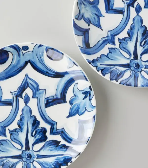 Dolce & Gabbana Set Of 2 Porcelain Dessert Plates - Blue