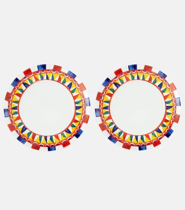 Dolce & Gabbana Set Of 2 Porcelain Dessert Plates - Multicoloured