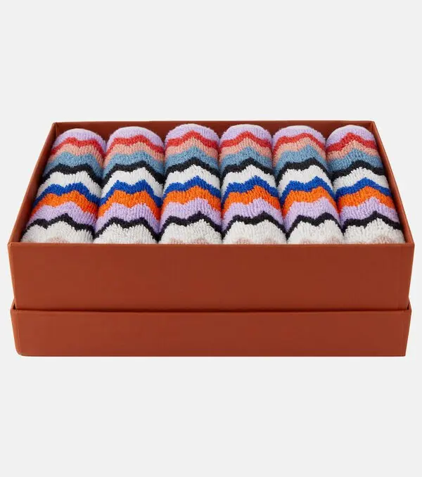 Missoni Riverbero Zigzag Set Of 6 Cotton Terry Face Towels - Multicoloured