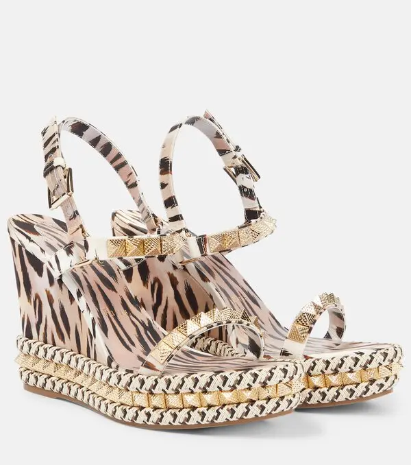 CHRISTIAN LOUBOUTIN Pyra Clou 110 Leopard-print Espadrille Wedges - Multicoloured
