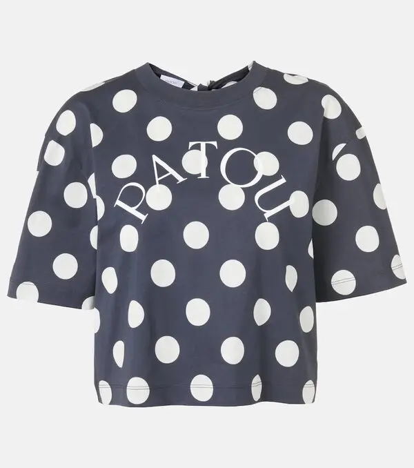 PATOU Logo Polka-dot Cotton Crop Top