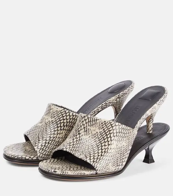 Jacquemus Doubles Snake-effect Leather Mules