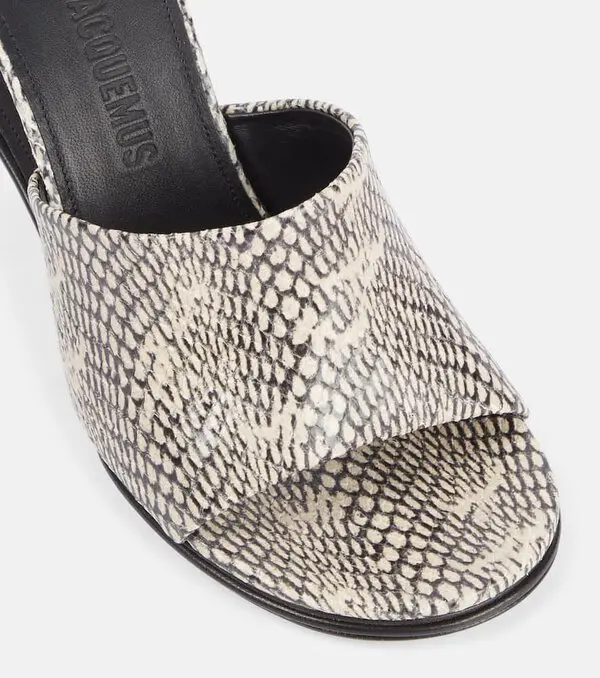 Jacquemus Doubles Snake-effect Leather Mules