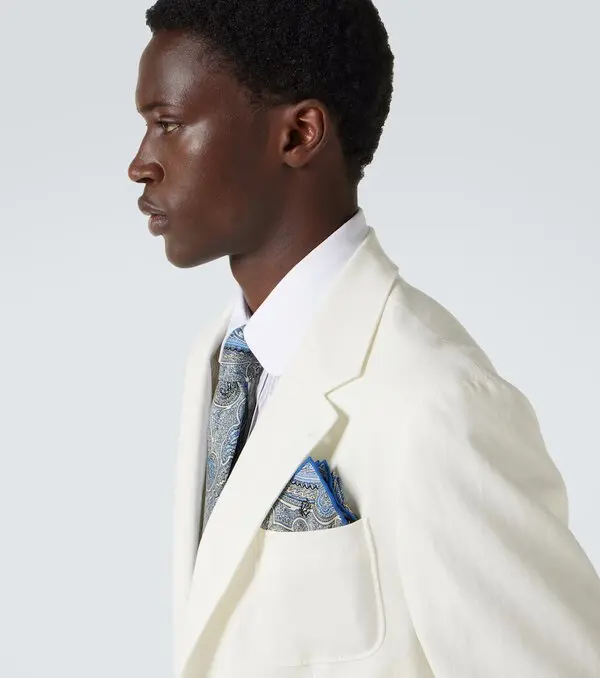 Dunhill Paisley Silk Pocket Square - Blue