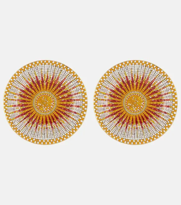 La DoubleJ Sunrays Set Of 2 Porcelain Dessert Plates - Multicoloured