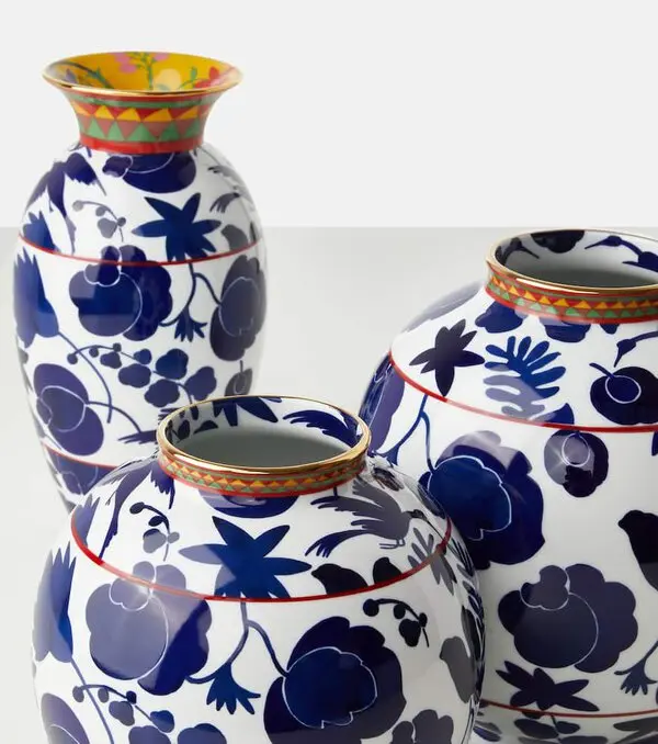 La DoubleJ Wildbird Large Porcelain Vase - Blue