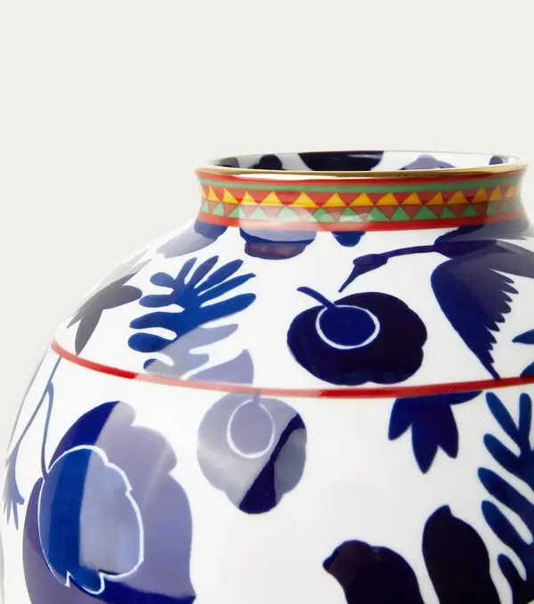 La DoubleJ Wildbird Large Porcelain Vase - Blue