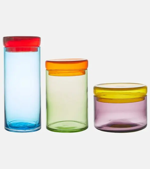 POLSPOTTEN Caps & Jars Set Of 3 Jars - Multicoloured