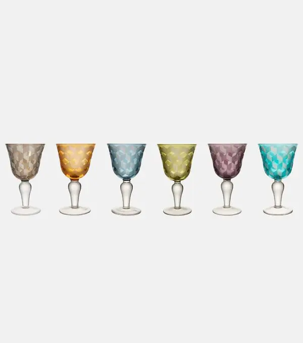 POLSPOTTEN Blocks Set Of 6 Wine Glasses - Multicoloured