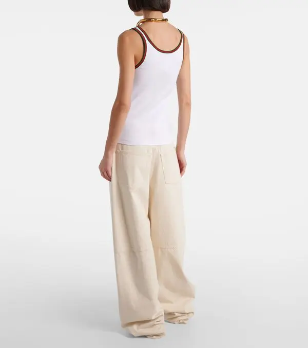 Gucci Ribbed-knit Cotton Tank Top - White