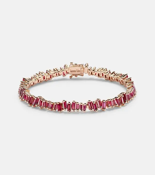 SUZANNE KALAN 18kt Rose Tennis Bracelet With Baguette-cut Rubies - Gold