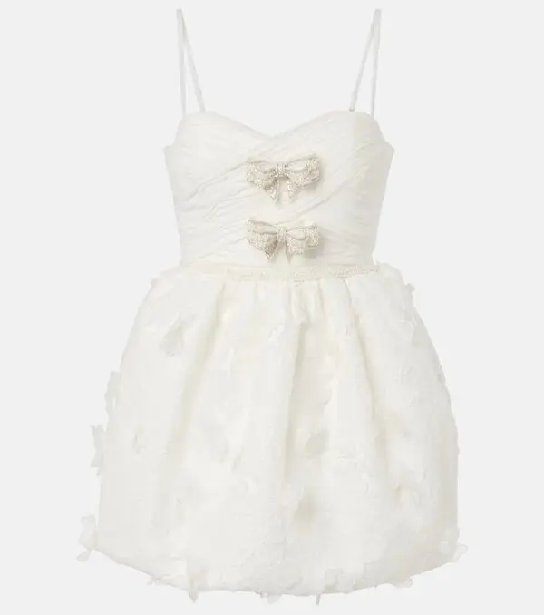 Buy SELF-PORTRAIT Bridal Pleated Organza And Lace Mini Dress