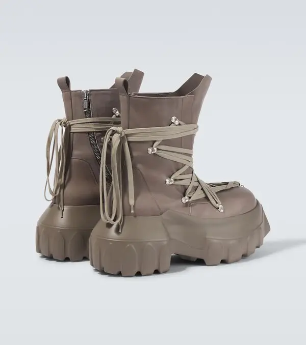 Rick Owens Megalaced Mega Tractor Leather Combat Boots
