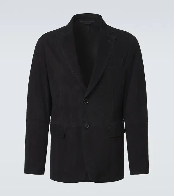 Brioni Monti Single-breasted Suede Blazer - Black