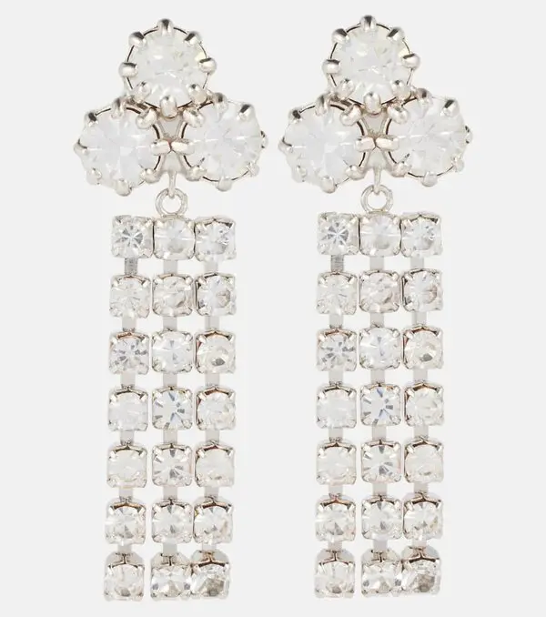 JIL SANDER Crystal-embellished Dangle Earrings - Silver