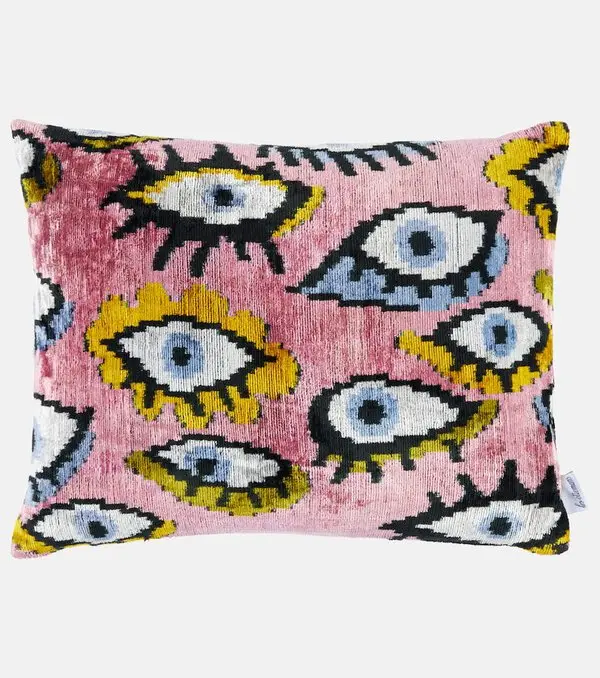 LES-OTTOMANS Velvet Cushion - Multicoloured