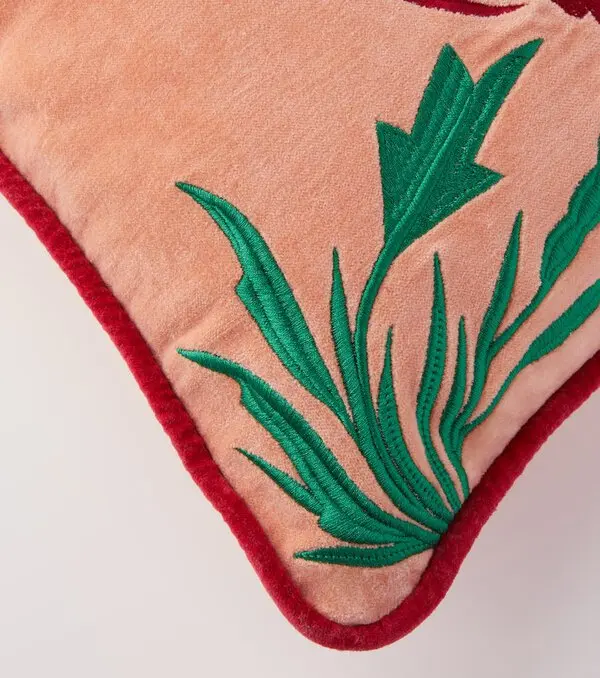 LES-OTTOMANS Crab Embroidered Velvet Cushion
