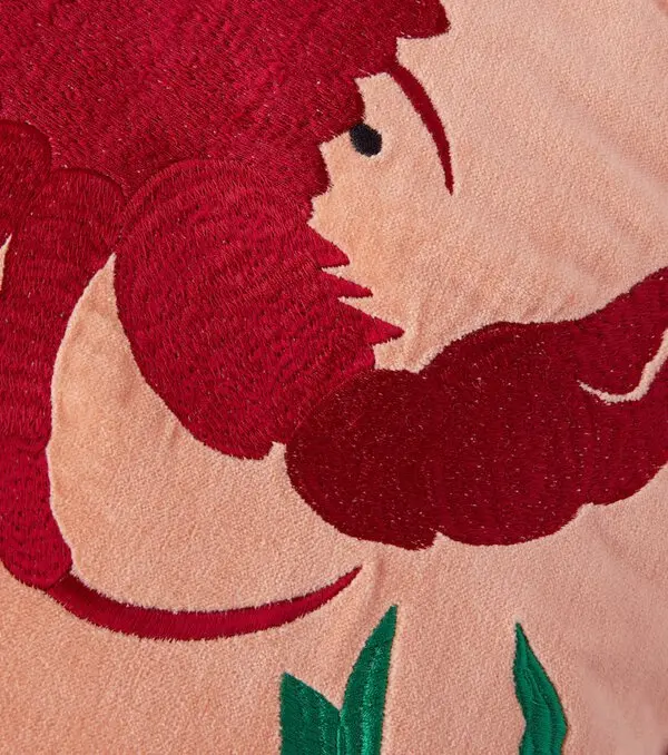 LES-OTTOMANS Crab Embroidered Velvet Cushion