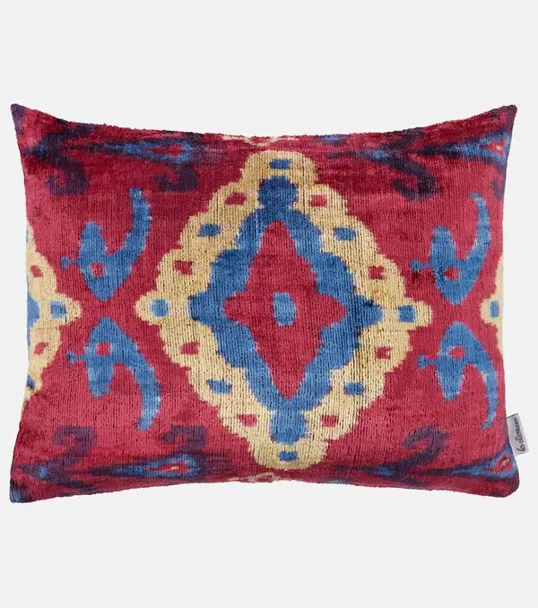 LES-OTTOMANS Patterned Velvet Cushion - Multicoloured