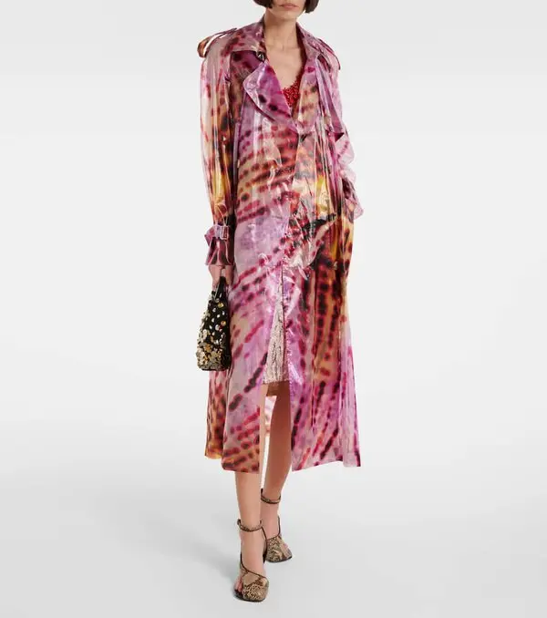 Dries Van Noten Printed Double-breasted Trench Coat