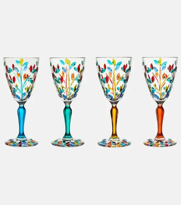 LES-OTTOMANS Set Of 4 Crystal Wine Glasses - Multicoloured