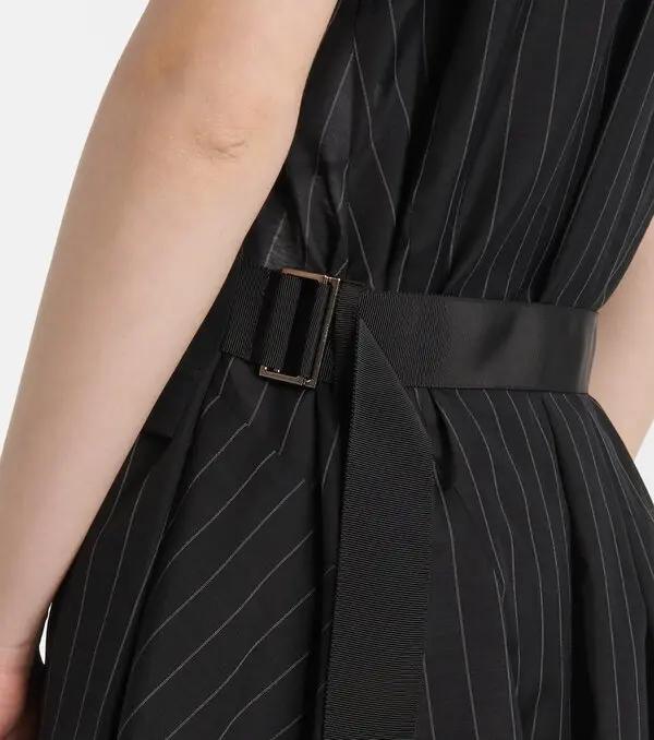 Sacai Cotton Jersey And Organza Mini Dress